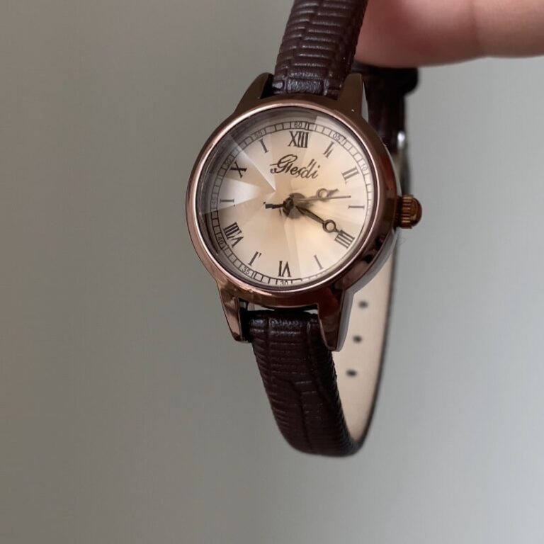 Vintage Style Round Face Brown Leather Watch - WatchwithSun-Dainty ...