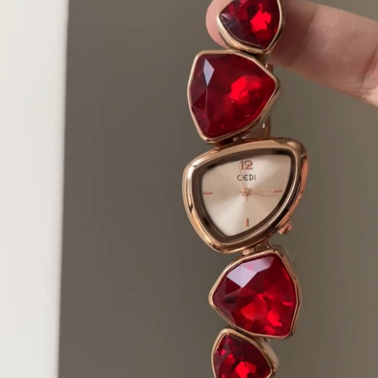 Chic Silver/Purple/Red Irregular Face Bracelet Watch - WatchwithSun ...