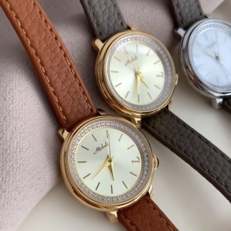 Vintage Style Gold/Silver Round Face Leather Watch - WatchwithSun ...