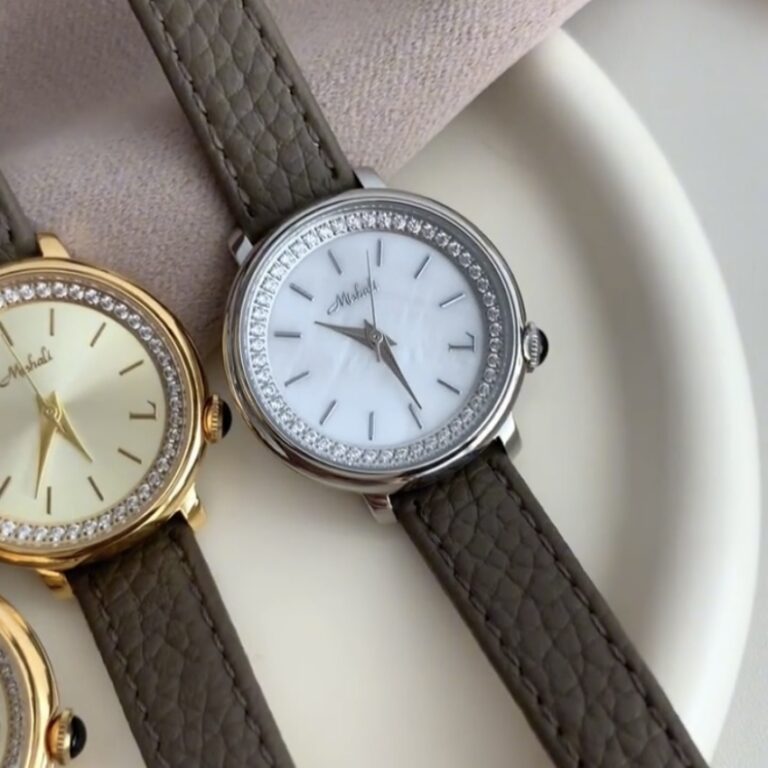 Vintage Style Gold/Silver Round Face Leather Watch - WatchwithSun ...