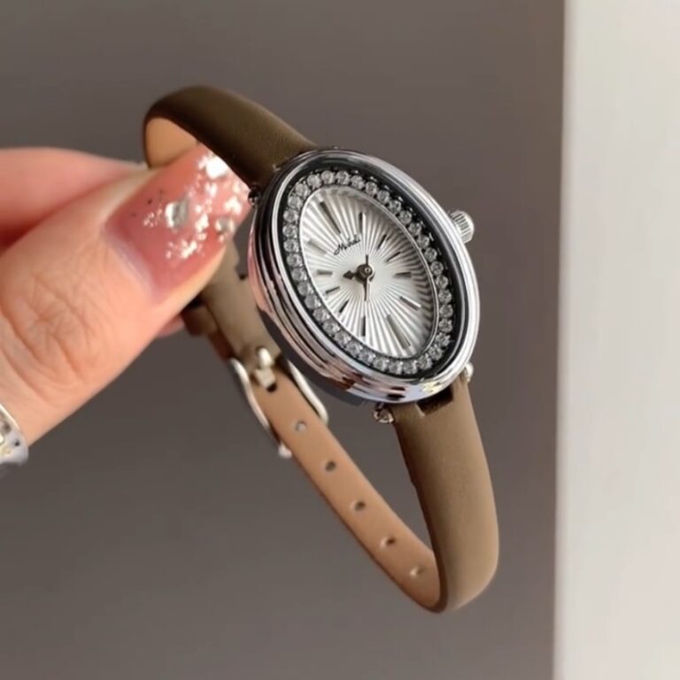 Vintage Gold Small Oval Face Red/Brown/Black Leather Watch ...