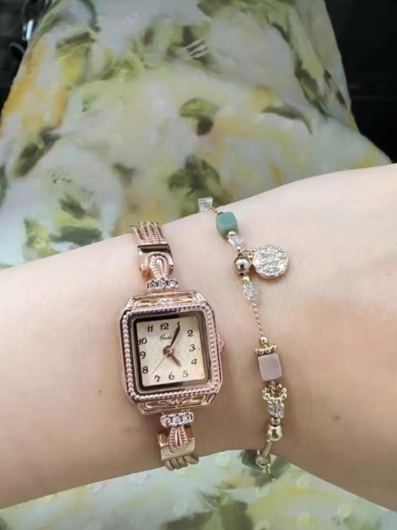 Vintage Gold Small Square Chain Watch - WatchwithSun-Dainty & Chic ...