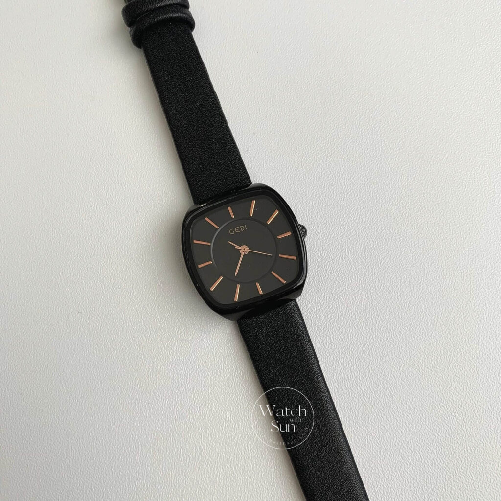 Minimalist Square Face Dark Brown/Black Leatehr Watch - WatchwithSun ...