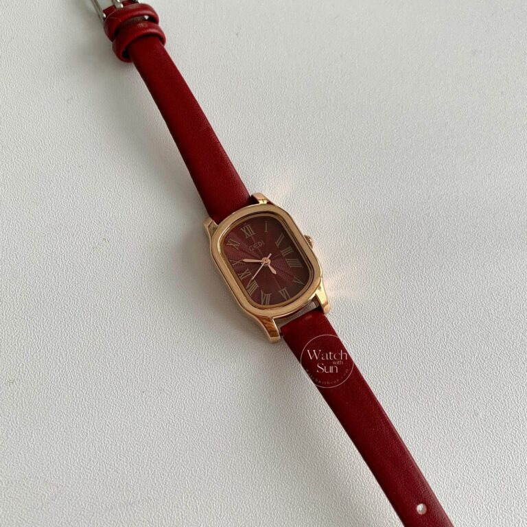 Minimalist Oval Face Red Leather Women‘s Watch - WatchwithSun-Dainty ...
