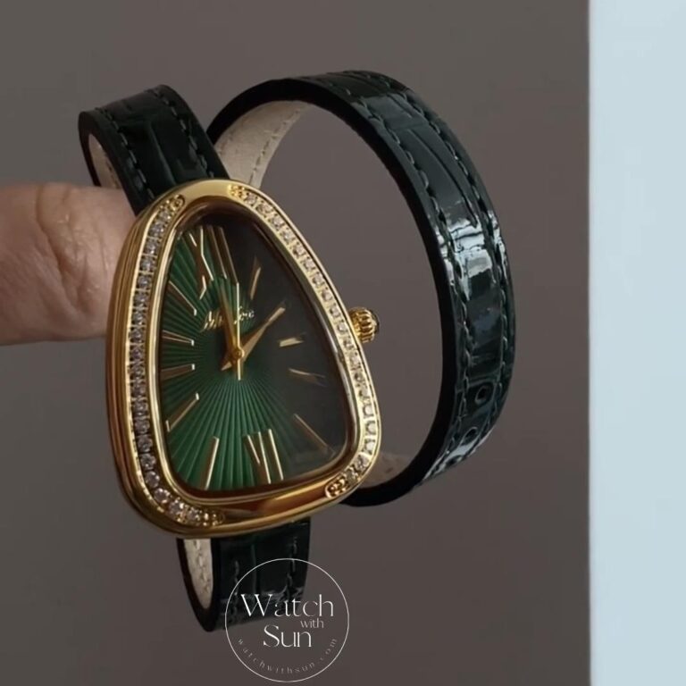Vintage Green Face Snake Head Shape Leather Watch - WatchwithSun-Dainty ...