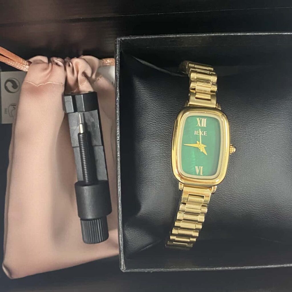 Green Dial Gold Watch for Women Minimalist Rectangle Watch ...