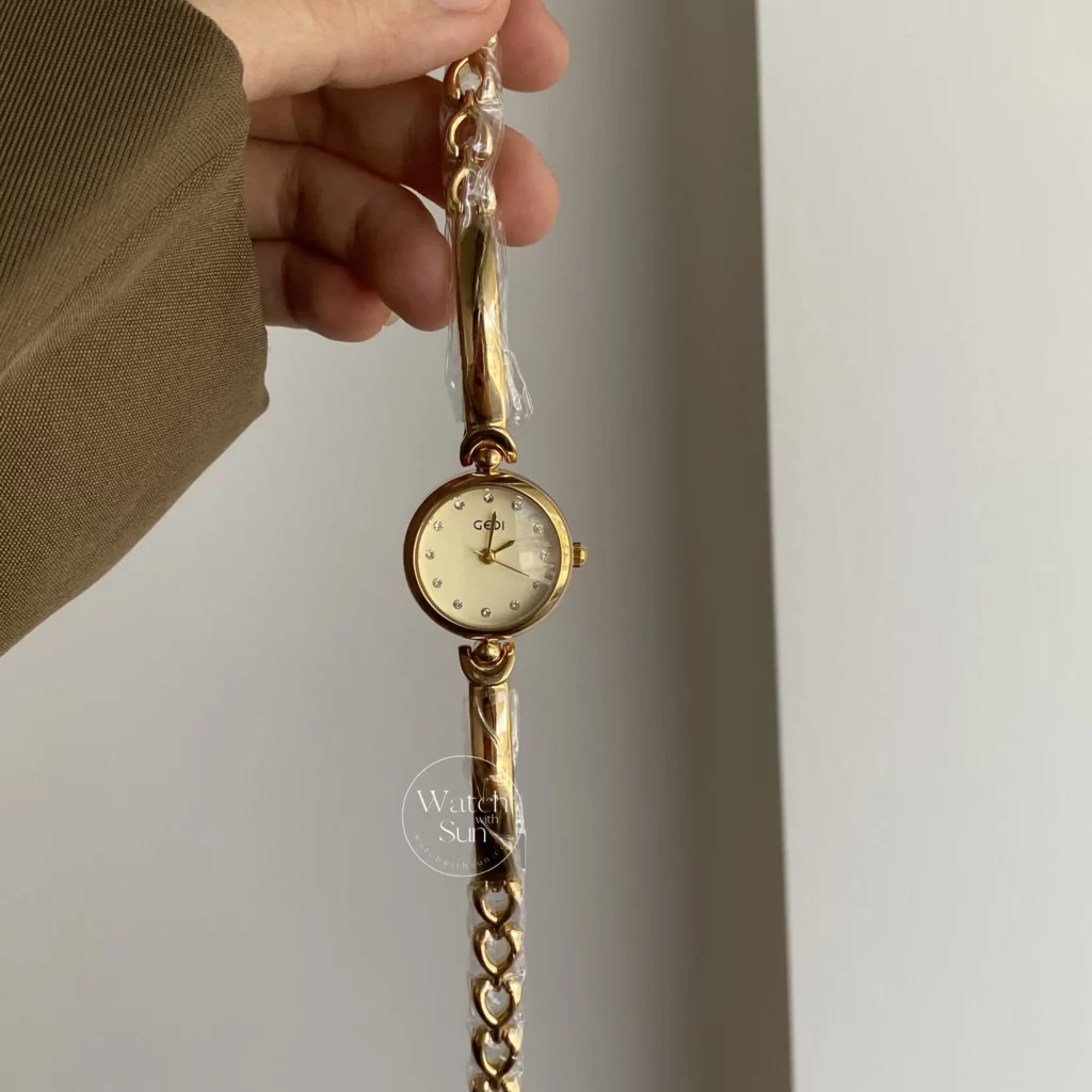 Women's Gold Wrist Watch Beige Small Dainty Watches - WatchwithSun-Dainty & Chic Watches for Women