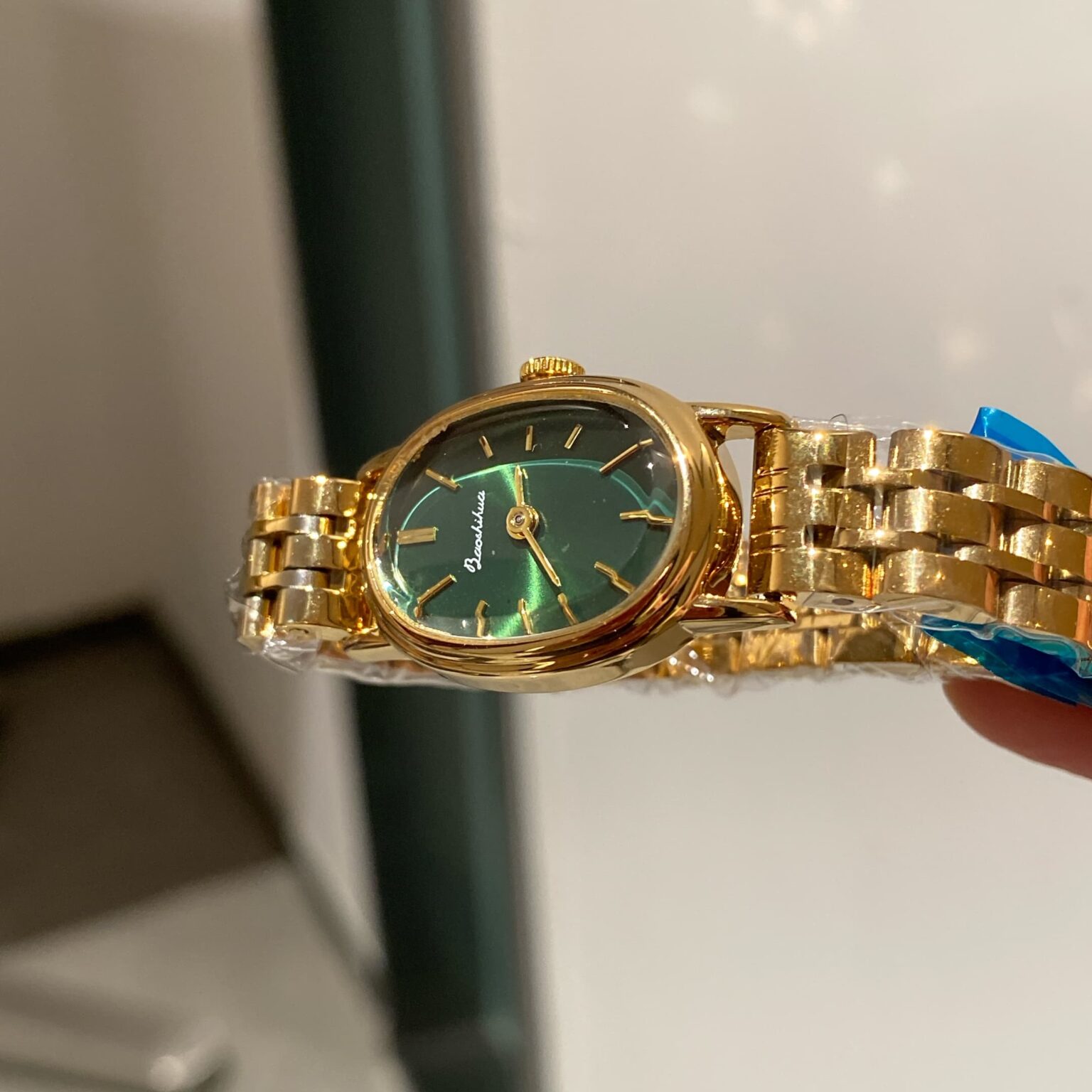 Dainty Gold Emerald Green Watch Oval Women's Watch - WatchwithSun ...